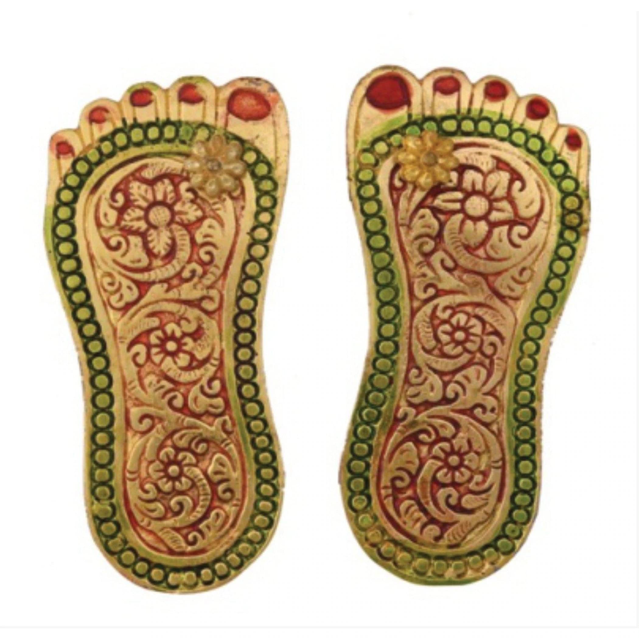 Buy LOVENSPIRE Metal Laxmi Feet, Hindu Diwali Decor, Vara Lakshmi Pagh ...