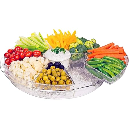 Chef's Star Acrylic Large Serving Tray, 8 Compartment Tray with Lid ...