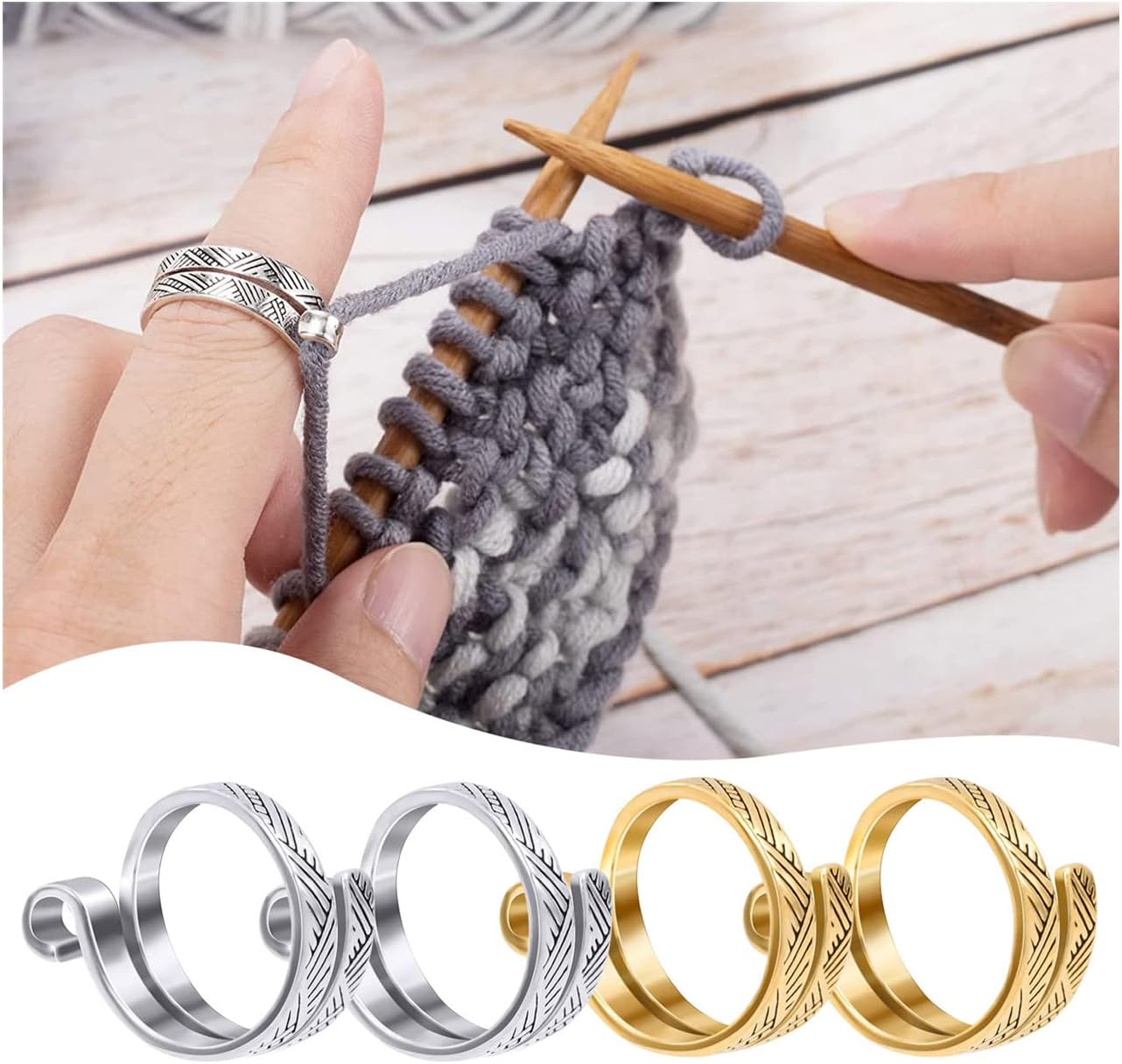 Amazon.com: Crochet Finger Ring Adjustable Crochet Tension Ring Open ...
