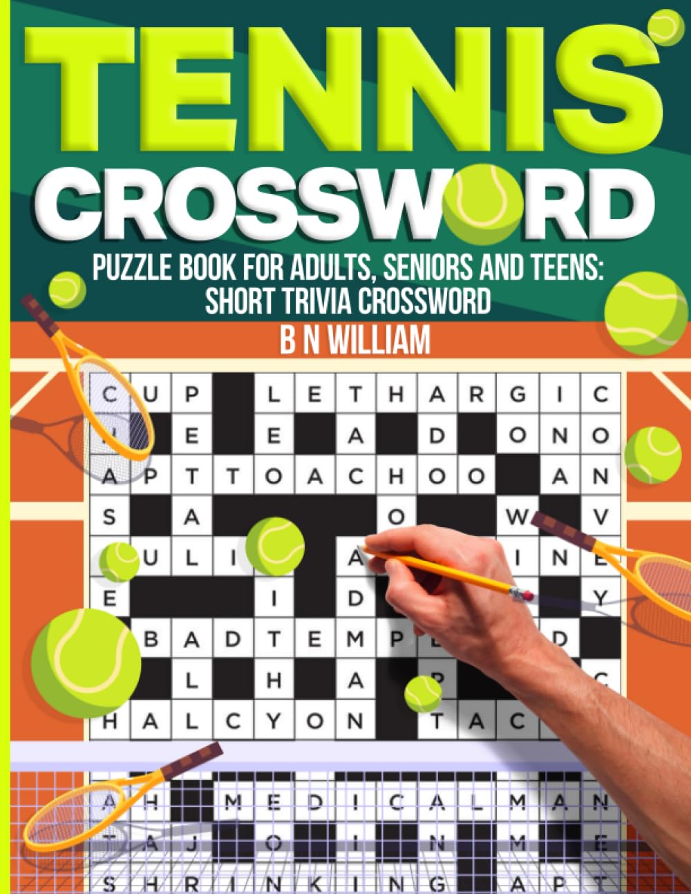 Tennis Crossword Puzzle Book for Adults, Seniors and Teens - Over 50 ...