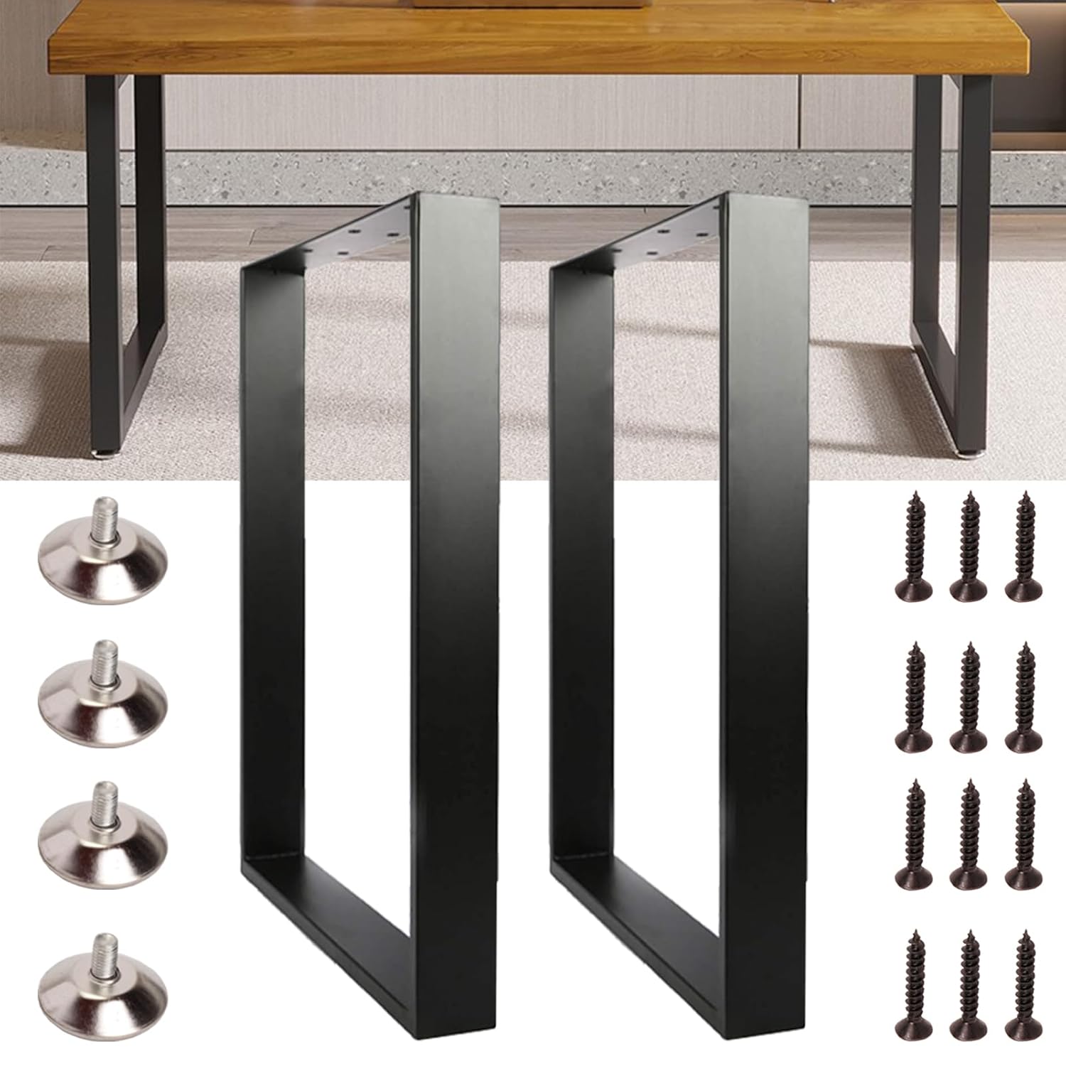 MYOYAY 2 Pack Metal Table Leg 28 Inch Square Heavy Duty Furniture Legs Hold Up to 1000 LBS ...