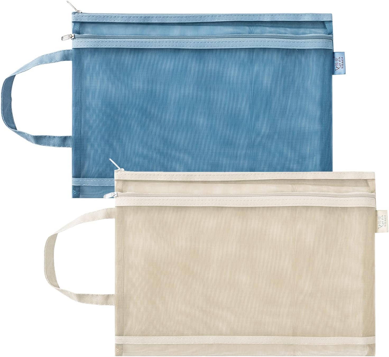 A4 Mesh File Zipper Pouch with Handle - Double Layered Zipper Document ...