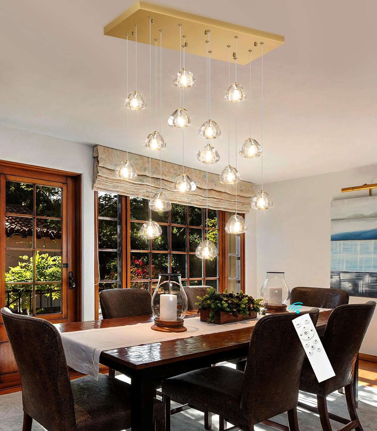 HAIXIANG W27.6 x D11.8 x H118 Rectangular Glam Chandelier Bubble ...