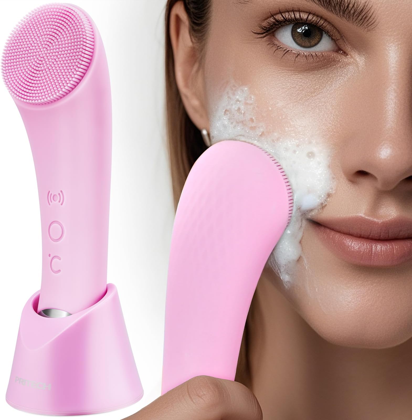 Amazon.com: Facial Cleansing Brush Face Scrubber, Alyfini Silicone Electric Deep Cleaning ...