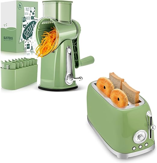 Amazon.com: SUSTEAS Rotary Cheese Grater with Handle and Toaster 4 ...
