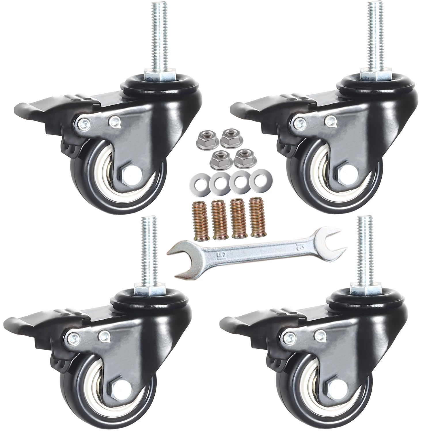 DICASAL 1.5 Inch Metric Stem Casters, M8*30 Stem Diameter 8mm, Length ...