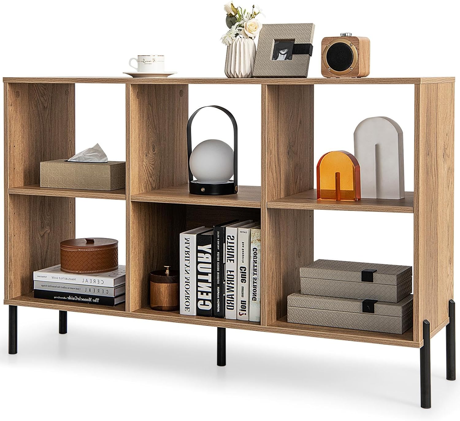 Amazon.com: Byroce 6 Cube Storage Organizer Bookshelf, 3-Tier Wood Open ...