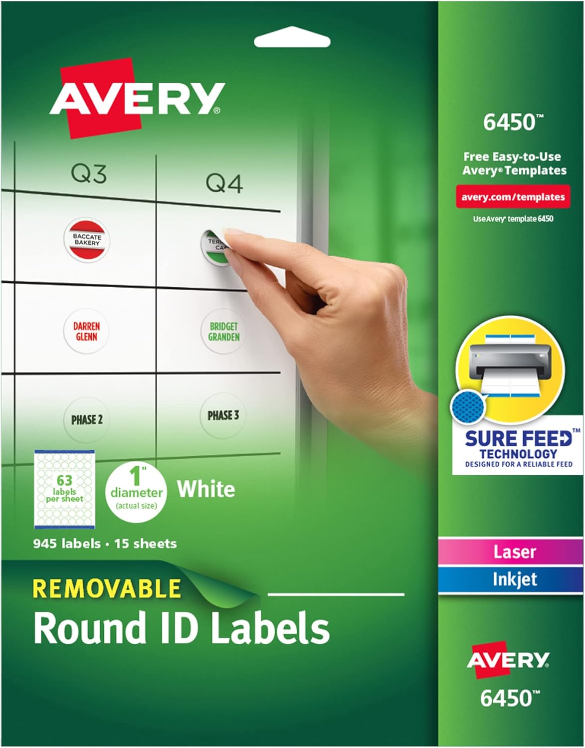 Amazon.com : Avery Multiuse Removable Round Labels with Sure Feed ...