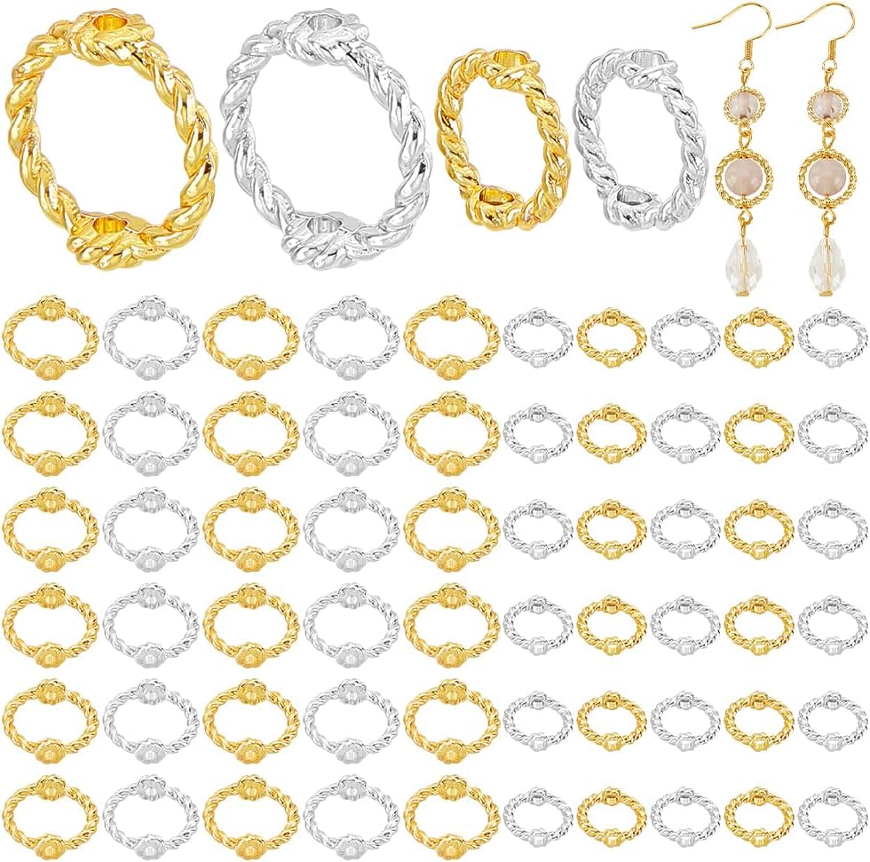 Amazon.com: PH PandaHall 80Pcs 2 Colors Double Hole Round Bead Frames ...