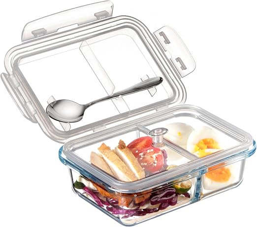 Amazon.com: NUTRIUPS 0.6L/20 Oz Glass Meal Prep Containers, Glass Bento ...