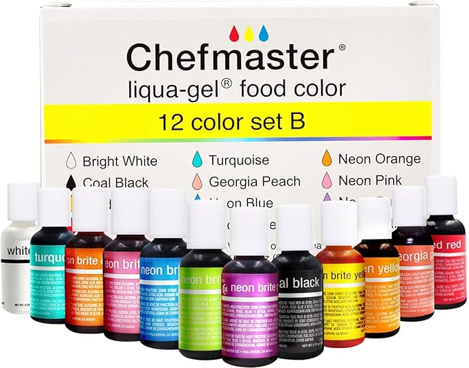 Amazon.com : Chefmaster - Liqua-Gel Food Coloring - 12 Color Set B ...