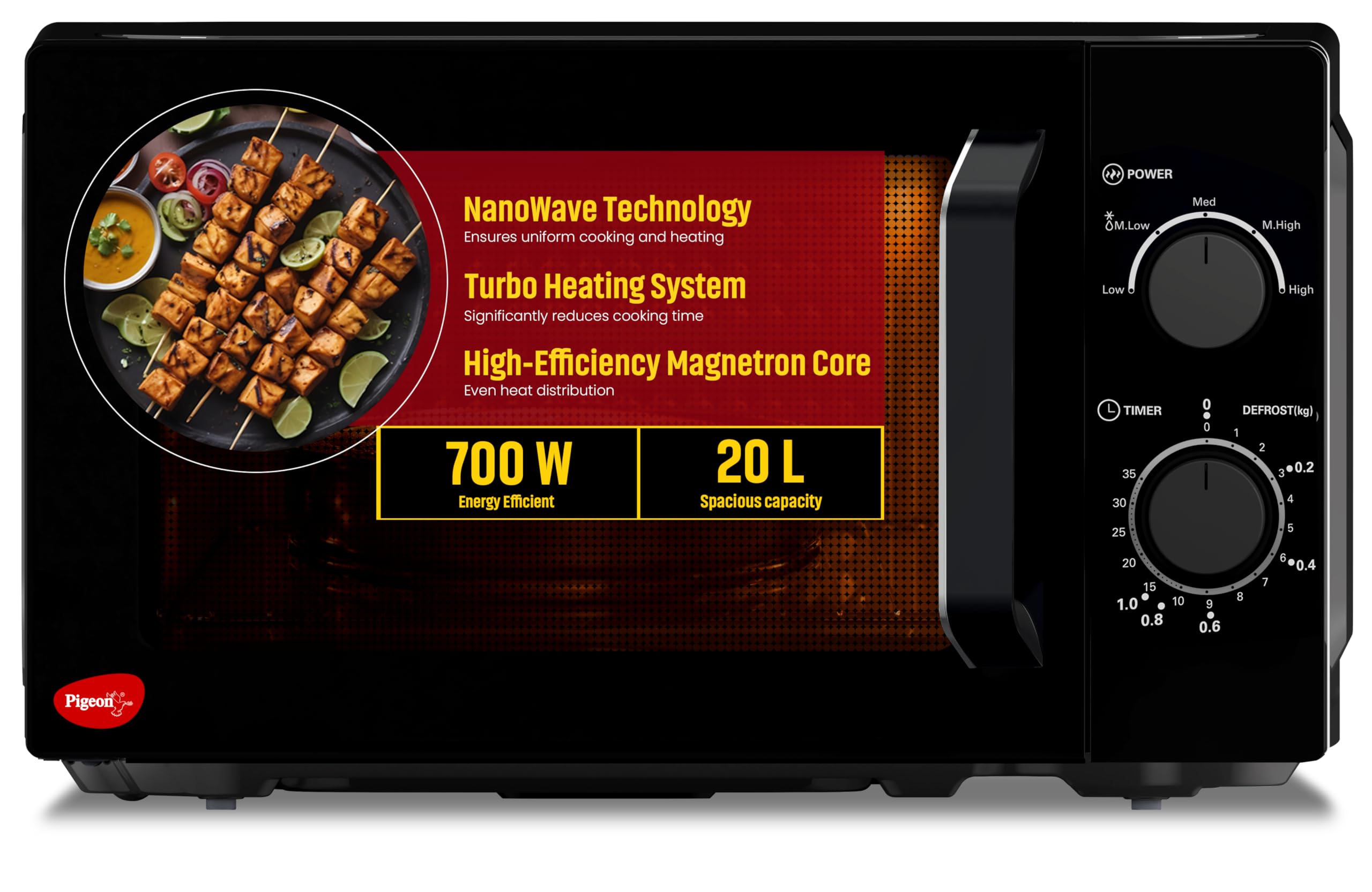 Buy Pigeon 20L Nano Wave Solo Microwave Oven | 700 Watts | 5 power ...