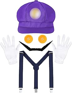 Amazon.com: Cosrea Plumber Hat for Adult Cap Mustaches Gloves Buttons ...