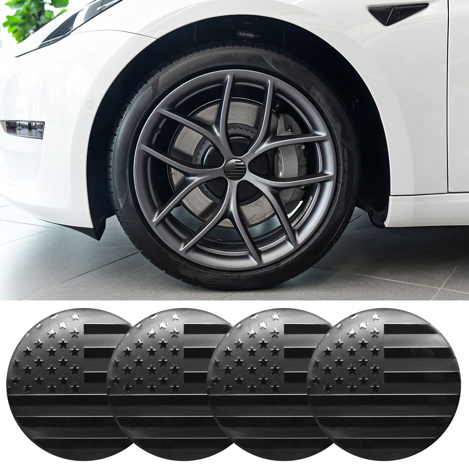 Amazon.com: 4PCS Wheel Center Caps Sticker with American Flag Design ...
