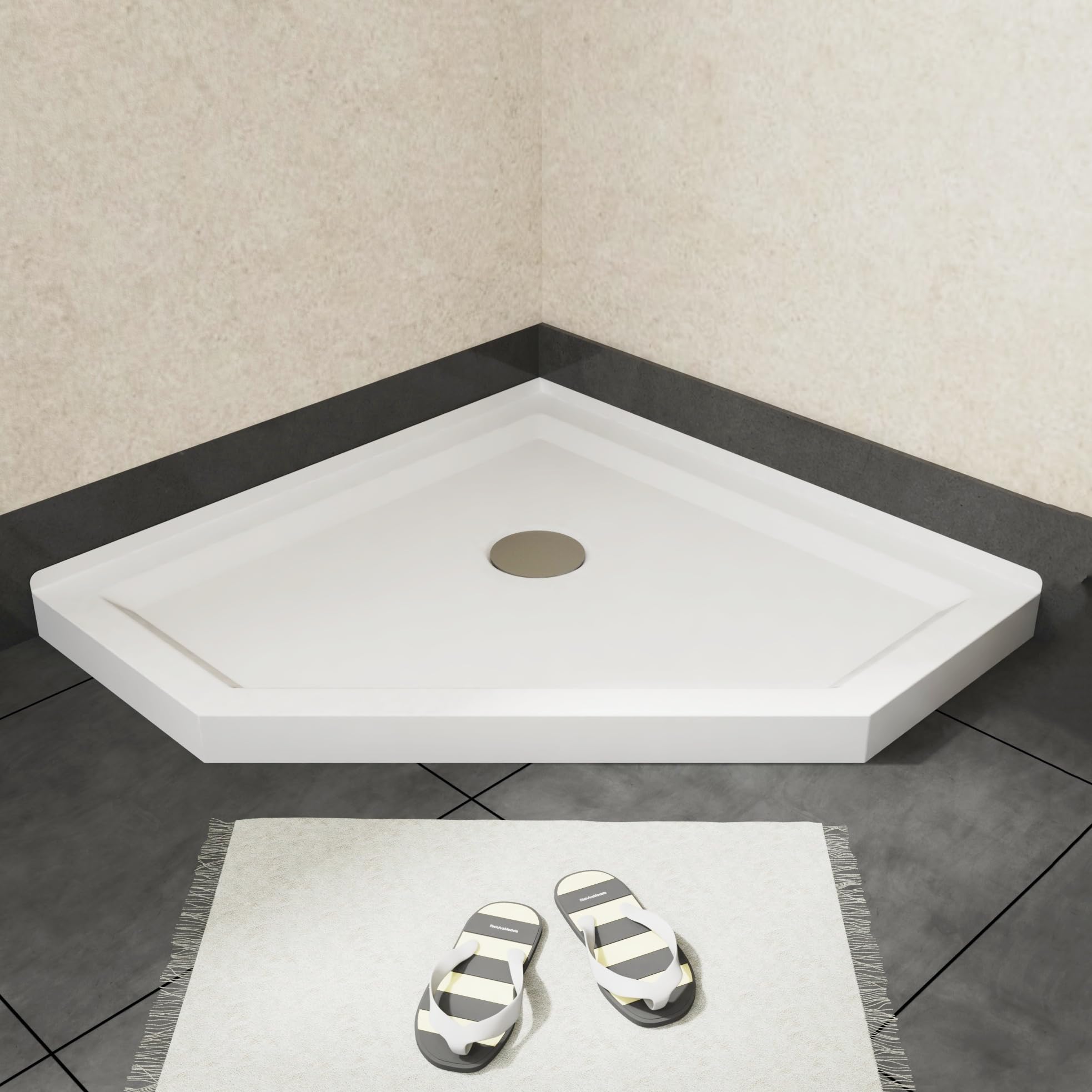 Neo-Angle Shower Base 36"x36" Corner Shower Pan with Center Drain ...