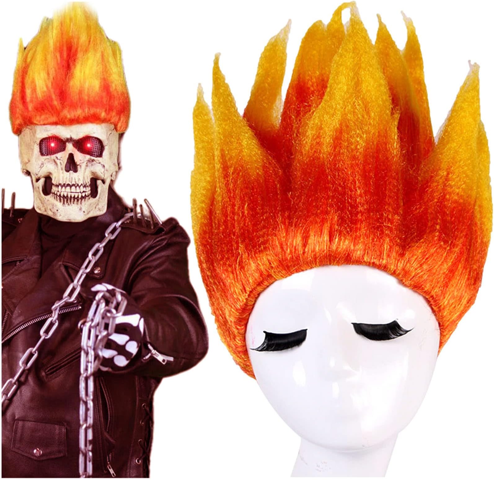 Amazon.com: JoneTing Anger Wig Flame Fire Wig 【+Wig Cap】 Short Red wig ...