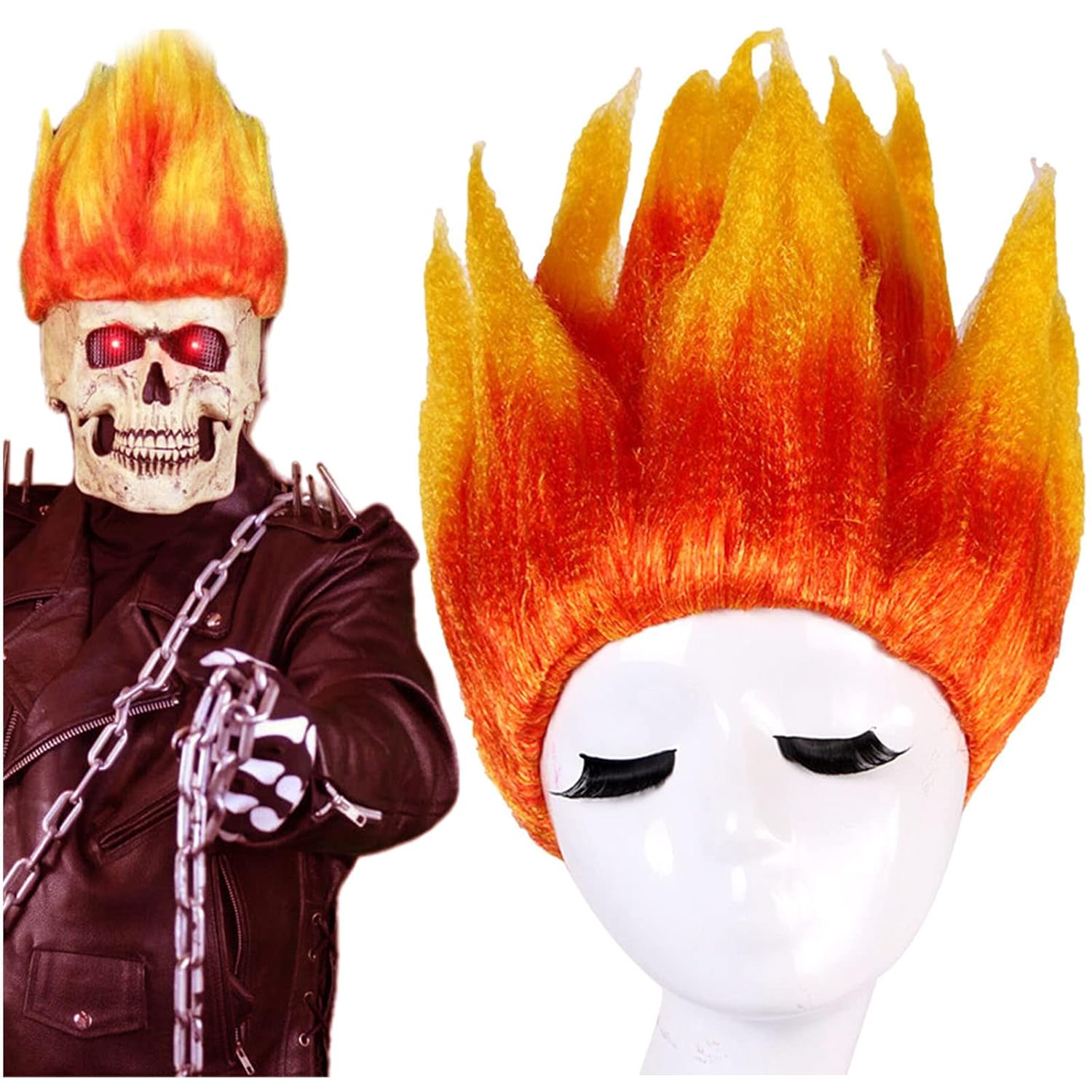 Amazon.com: HUNIGIR Flame Costume Wig Pre-Styled Fire Wig Spiky ...
