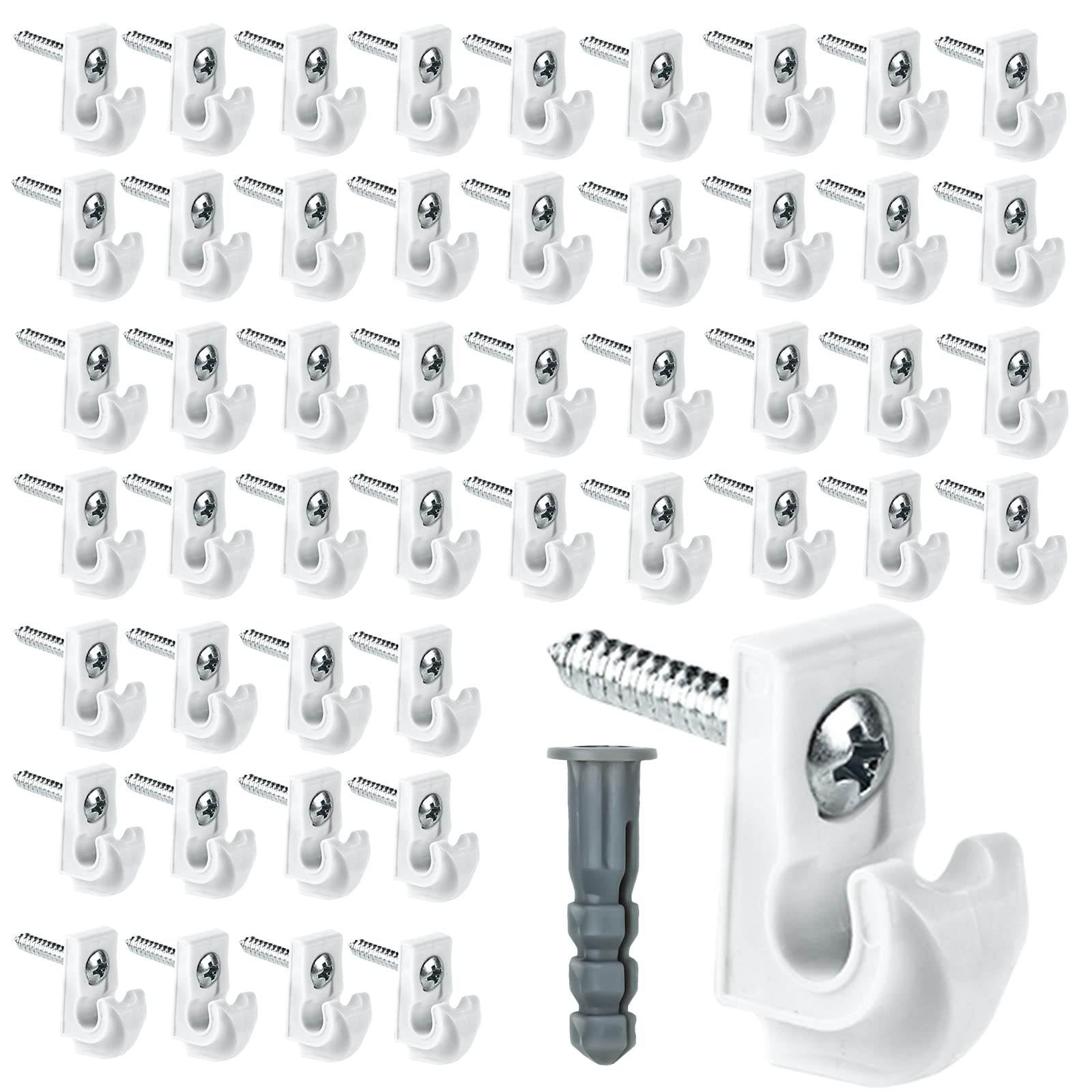 Amazon.com: 48 Pack White Down Wall Clip Closet Shelves Clips Wire ...
