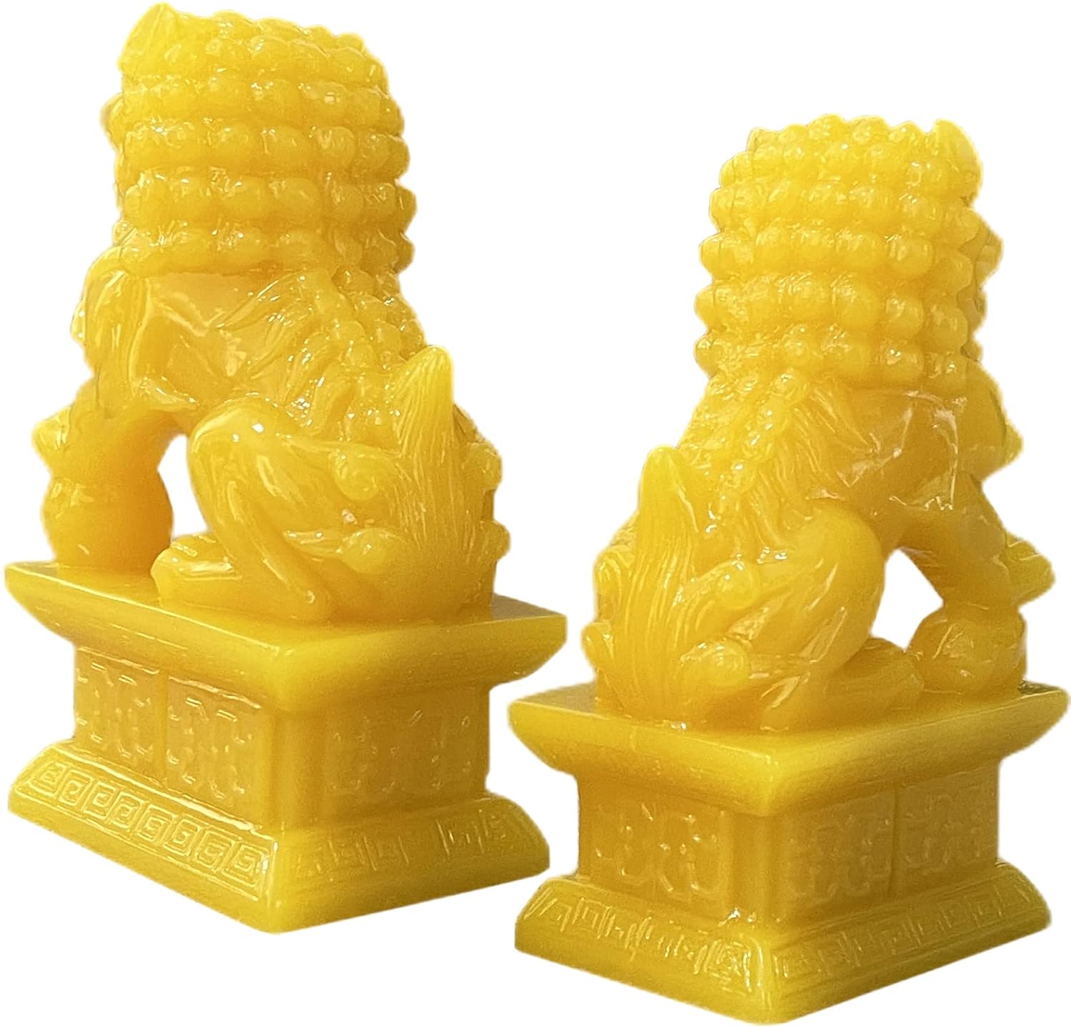 Estatuas de porsperidad de Feng Shui, 2 piezas de perros Fu Foo, un par ...