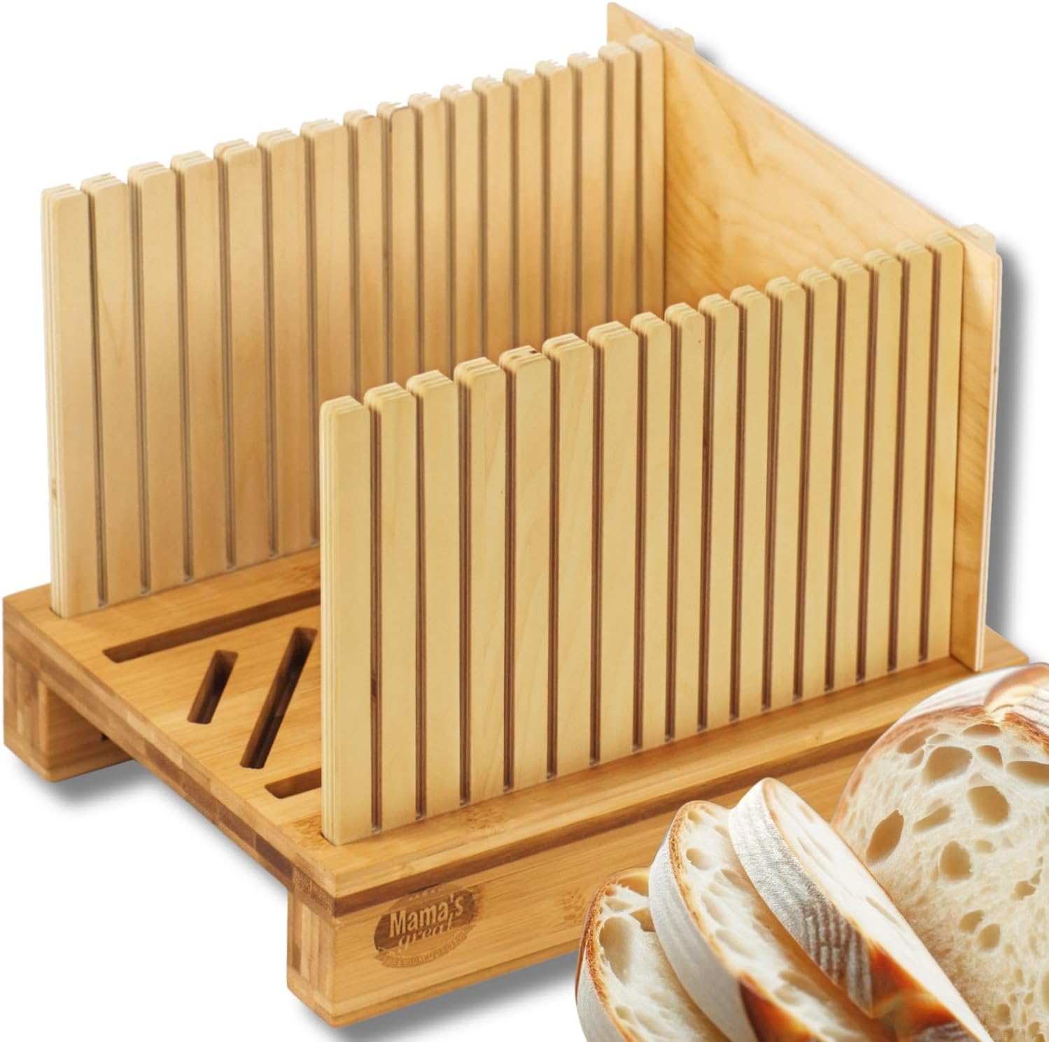 Adjustable Bamboo Bread Slicer with Wooden Cutting Nepal | Ubuy