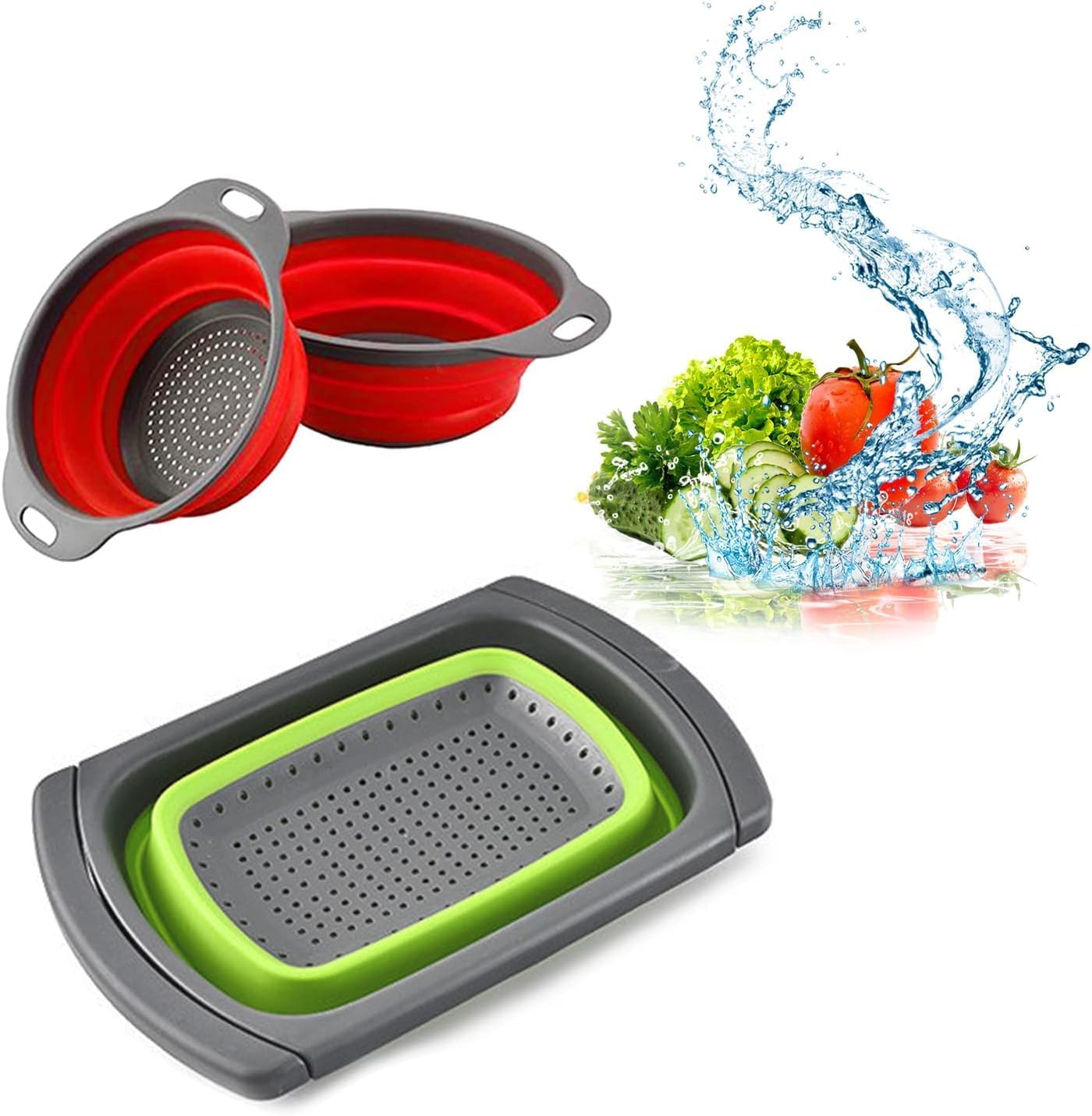Amazon.com: Square Collapsible Colander Set,2 Collapsible Colanders ...