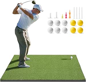 Amazon.com : Golfguru Golf Mat, 5x4ft 21mm Dense Elite Golf Hitting Mats Practice with 10 Balls ...