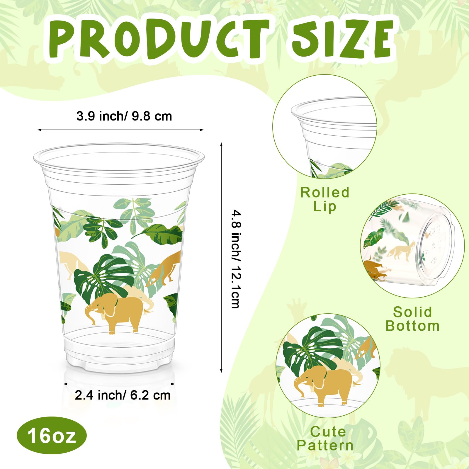 Snapklik.com : 100 Pcs Gold Jungle Safari Animals Cups 16 Oz Golden ...
