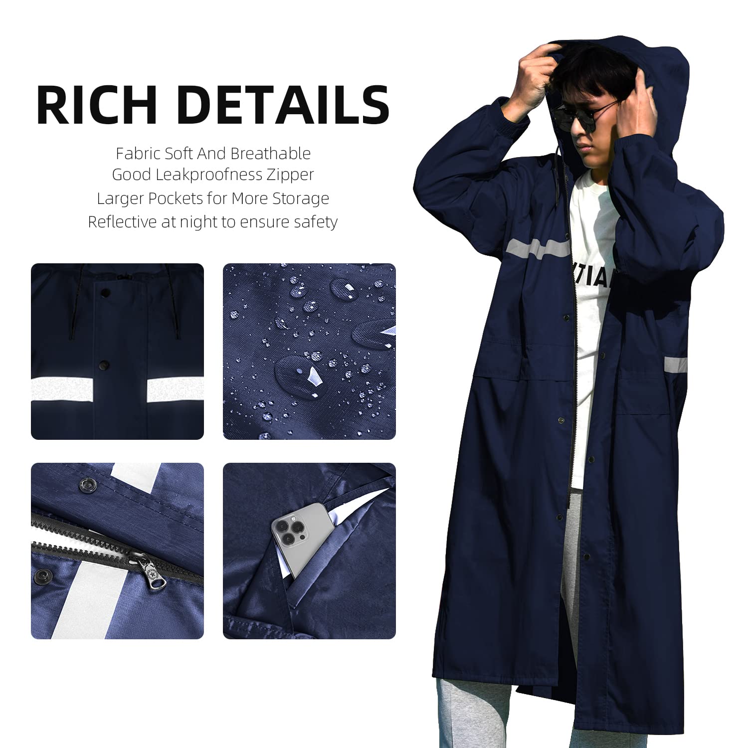 Snapklik.com : Long Hooded Raincoat Safety Waterproof Emergency Rain ...