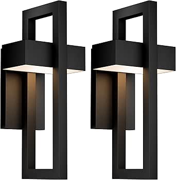 LamQee 2 Packs Modern Outdoor Wall Lights 3000K Integrated LED Outdoor ...