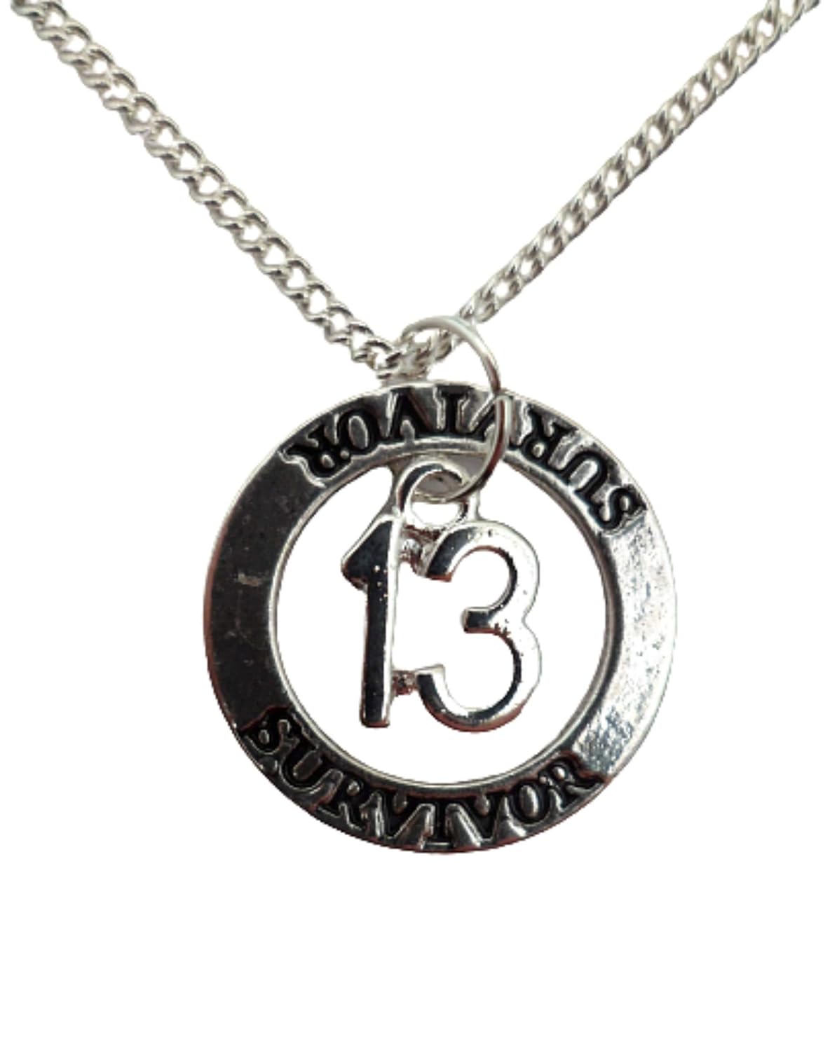 Silver Plated Necklace Birthday Anniversary Number 13 Charm Survivor ...
