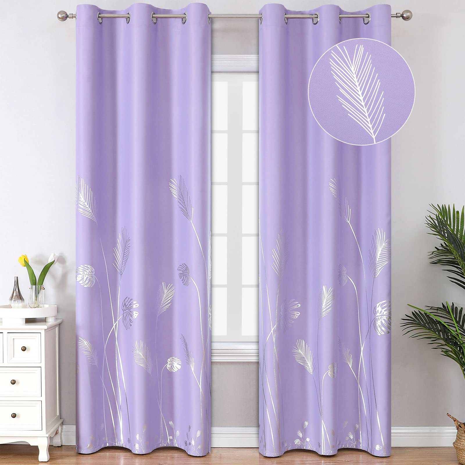 Amazon.com: Estelar Textiler Lilac Blackout Curtains for Girls Bedroom ...