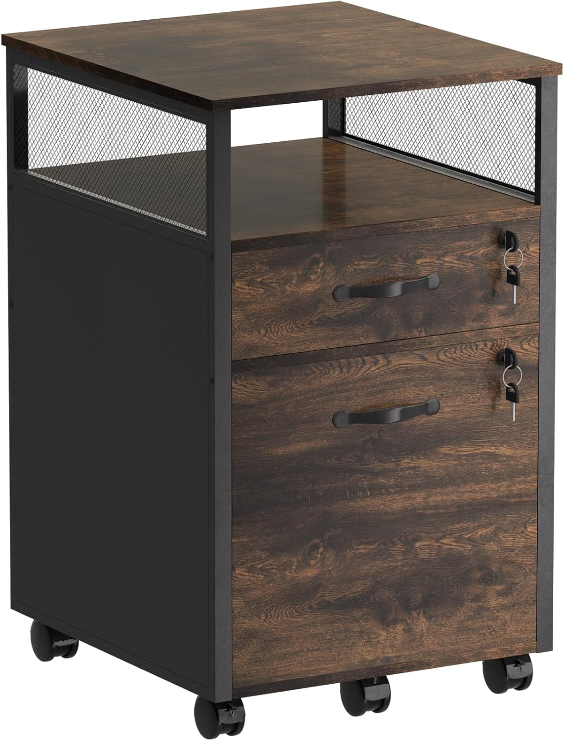 Amazon.com: Visionwards 2 Drawer File Cabinet with Lock, Rolling Wood ...