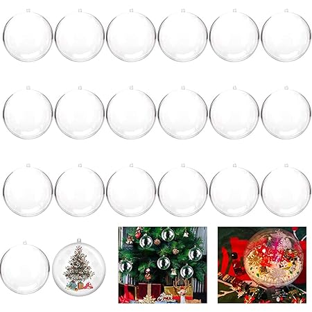 Succulent Style 12 X Clear Round Glass Christmas Tree Baubles Spheres ...