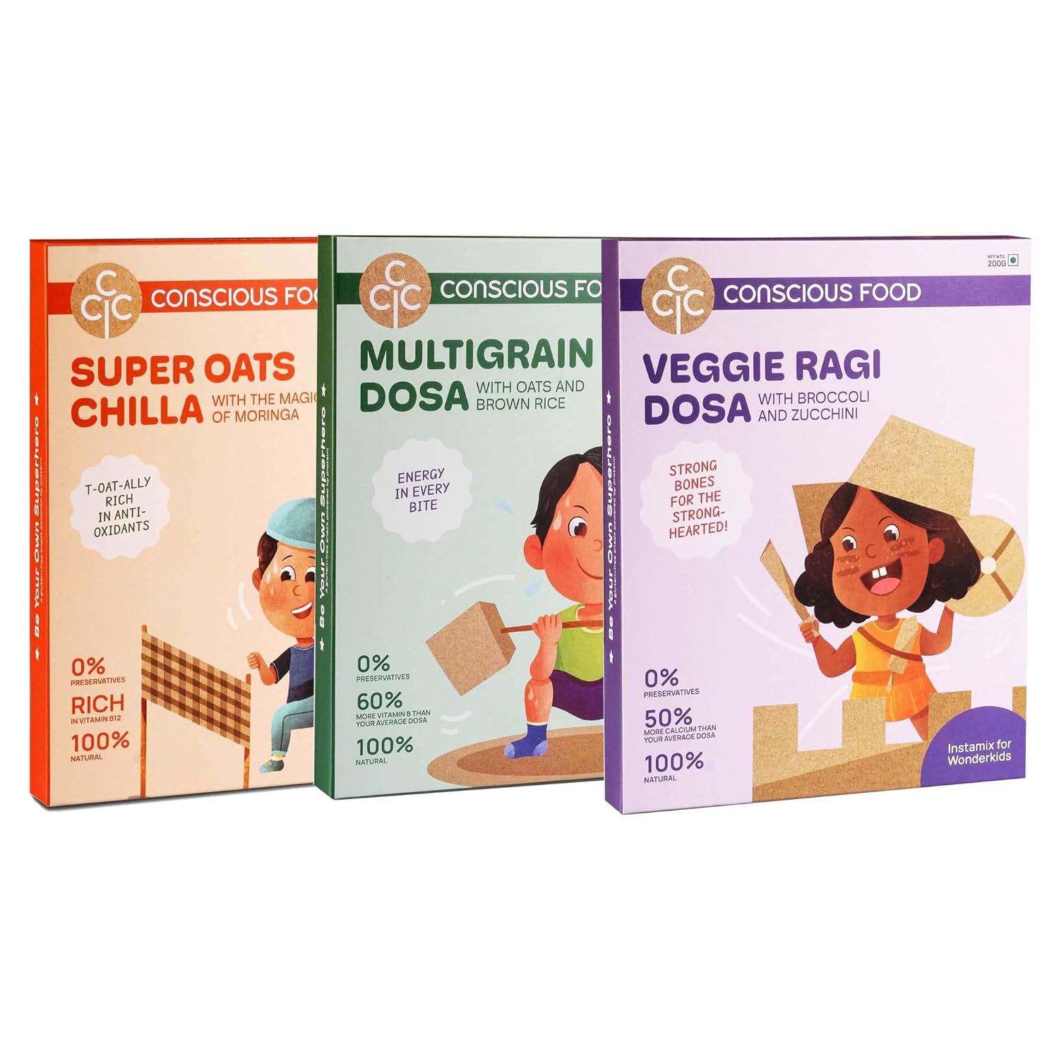 Conscious Food for Kids - Combo of Multigrain Dosa Mix 200g, Super Oats ...