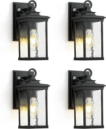 INNOSPARX 12''H Dusk to Dawn Outdoor Wall Light Aluminum Exterior Black Wall Sconce 4 Pack ...