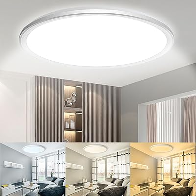 DLLT 24W Dimmable LED Flush Mount Ceiling Light Fixture with Remote-13 ...