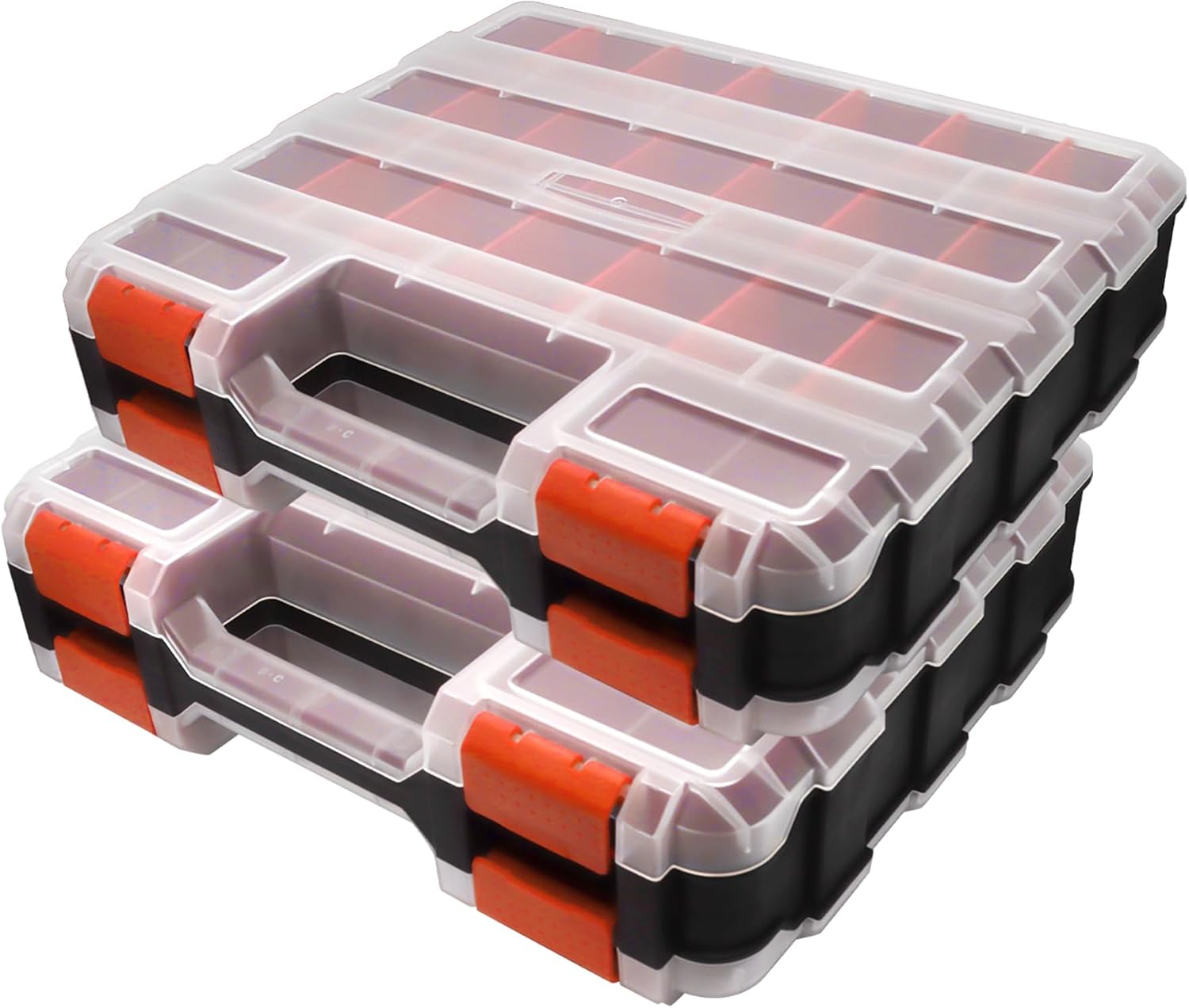 2 PCS Tools Organizer Box Small Parts Storage Box 50-Compartment Double ...