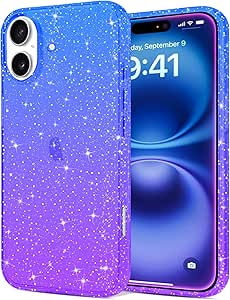 Amazon.com: JJGoo Compatible with iPhone 16 Plus Case Clear Glitter, Sparkle Soft TPU ...