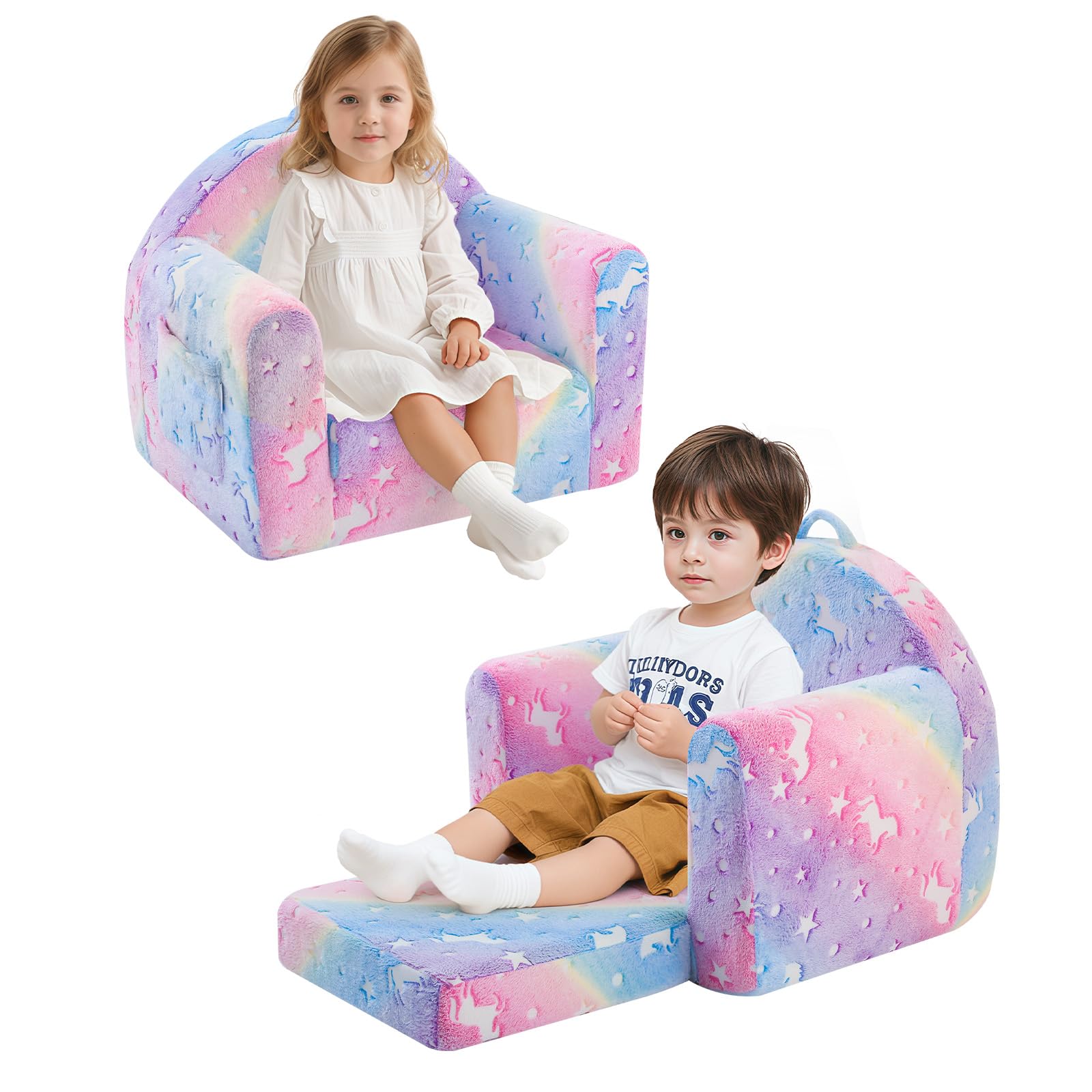 Amazon.com: MeMoreCool Folding Toddler Chair, Comfy Plush Fold Out Kids ...