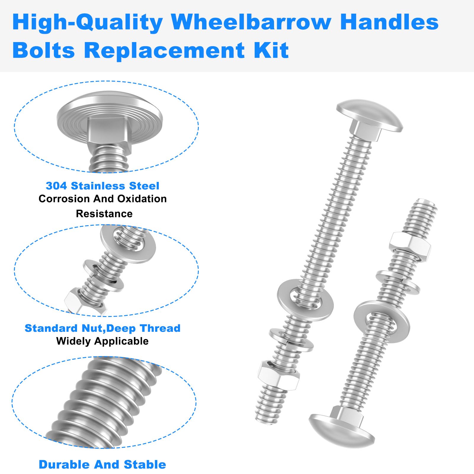 Snapklik.com : Wheelbarrow Handles Bolts Kit Replacement Wheelbarrow ...