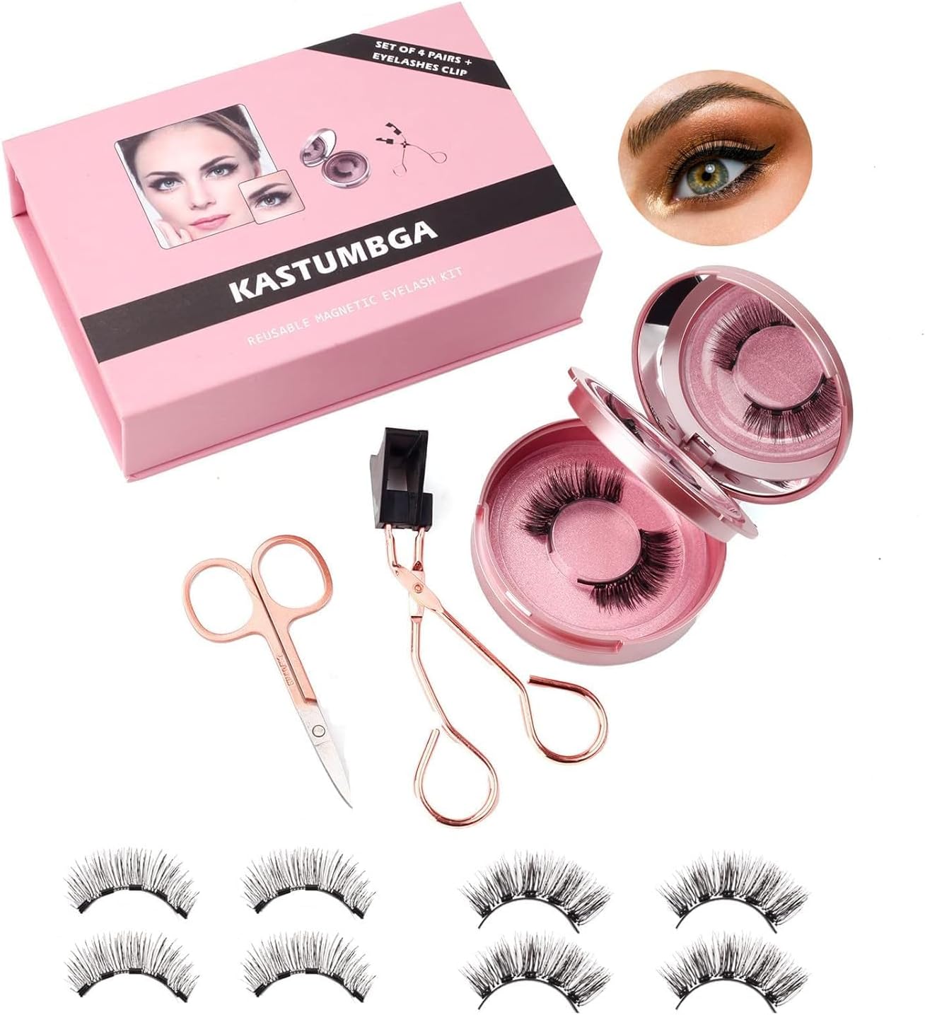 Amazon.com: KASTUMBGA Magnetic Eyelashes without Eyeliner, Natural ...