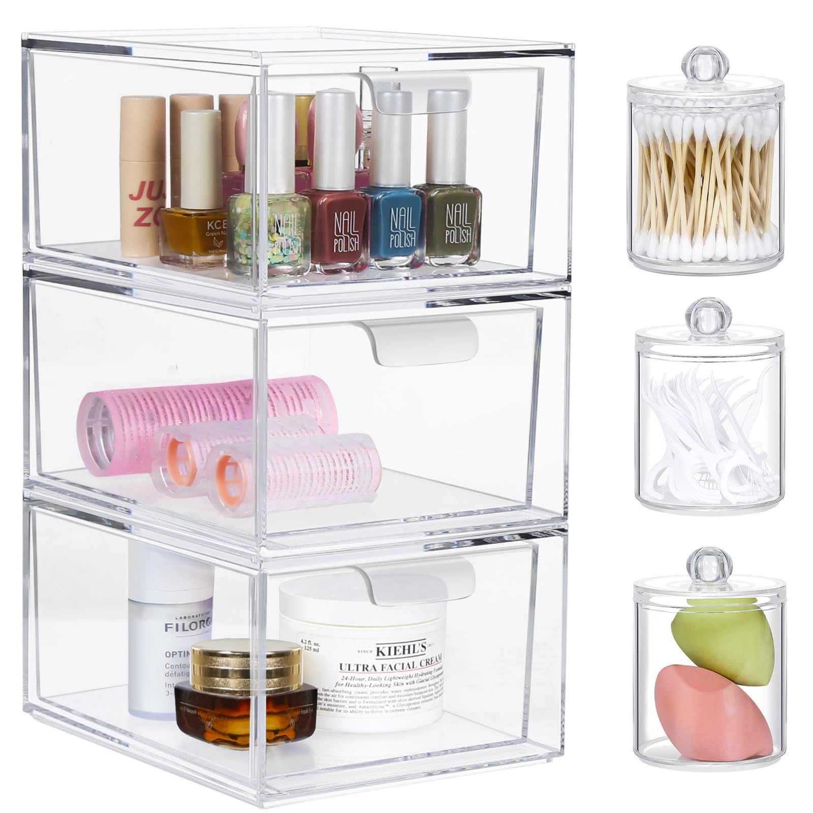 Greentainer Makeup Organizer With Drawers - Stackable Clear Plastic ...