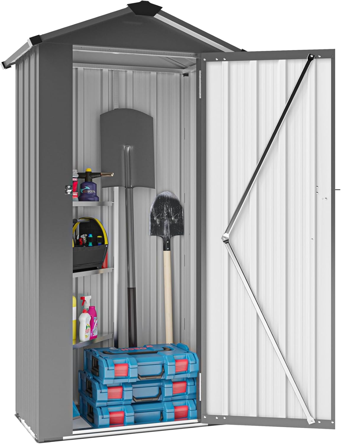 Amazon.com : Dithoko Outdoor Metal Storage Shed, Waterproof Garden Tool ...