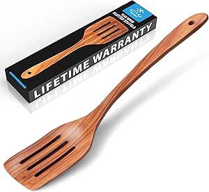 Amazon.com: Zulay Kitchen Teak Wood Slotted Spatula – Durable & Heat ...