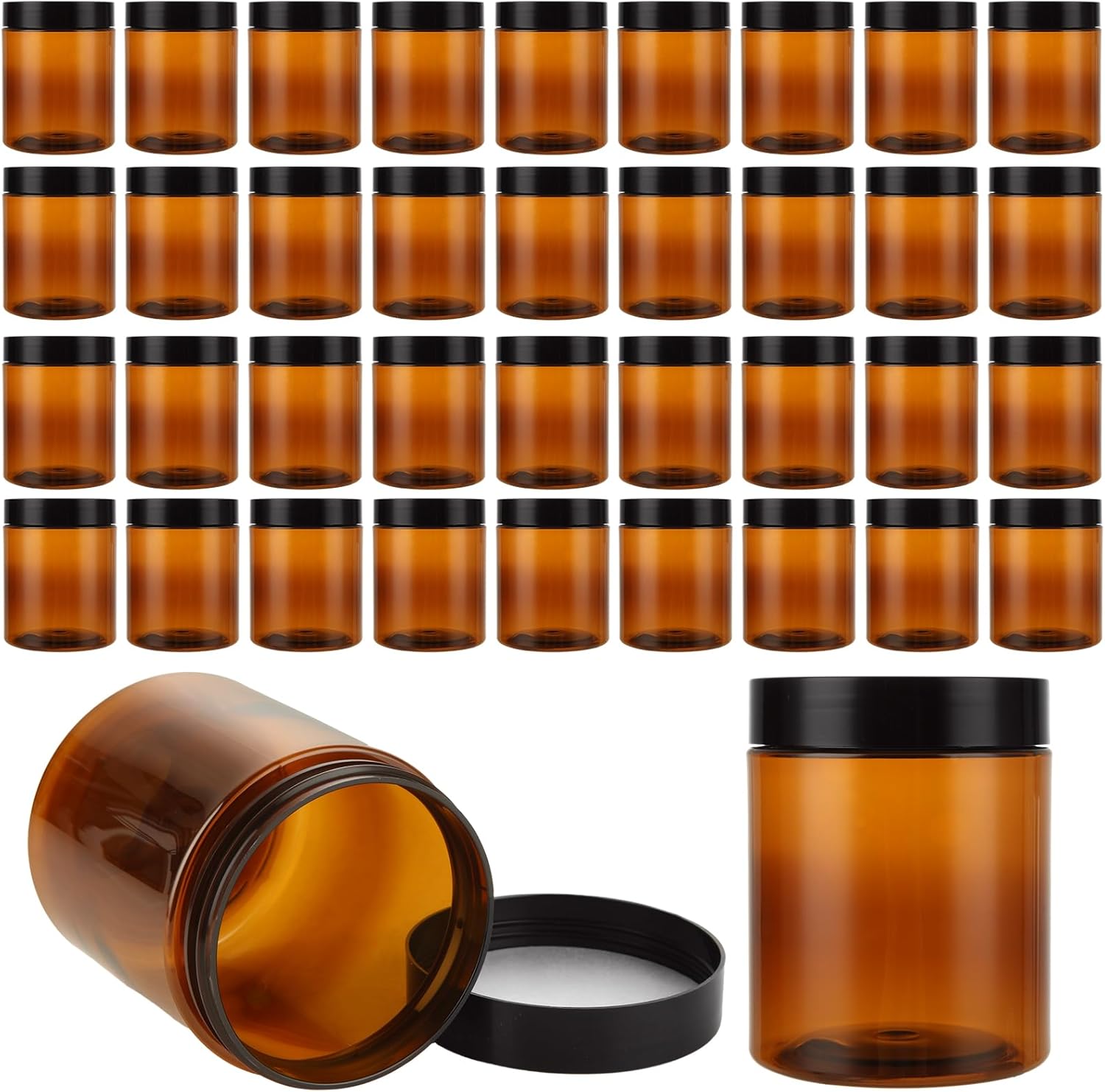 Amazon.com: LOPYXBR 36 PCS Plastic Amber Jars With Lids 8 Oz Plastic ...