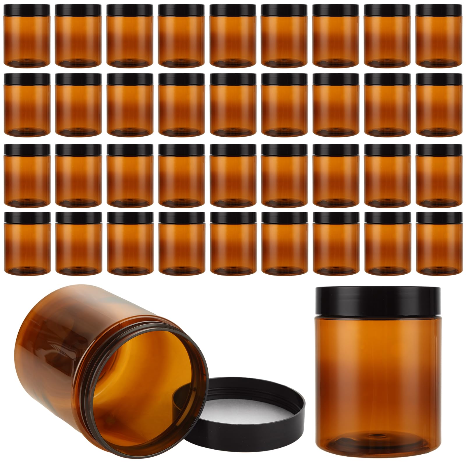 Amazon.com: LOPYXBR 36 PCS Plastic Amber Jars With Lids 8 Oz Plastic ...