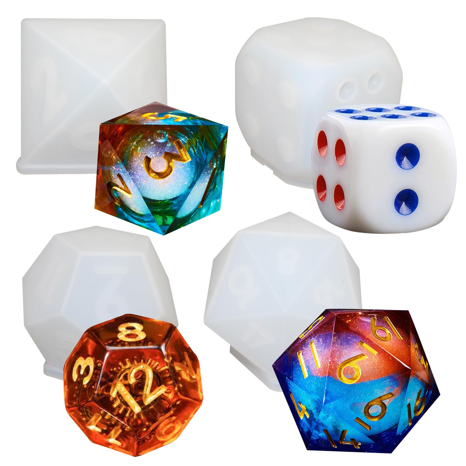 Amazon.com: 4 Pieces Extra Large Dice Resin Mold Dice Silicone Mold for Epoxy Resin Casting, 4 ...
