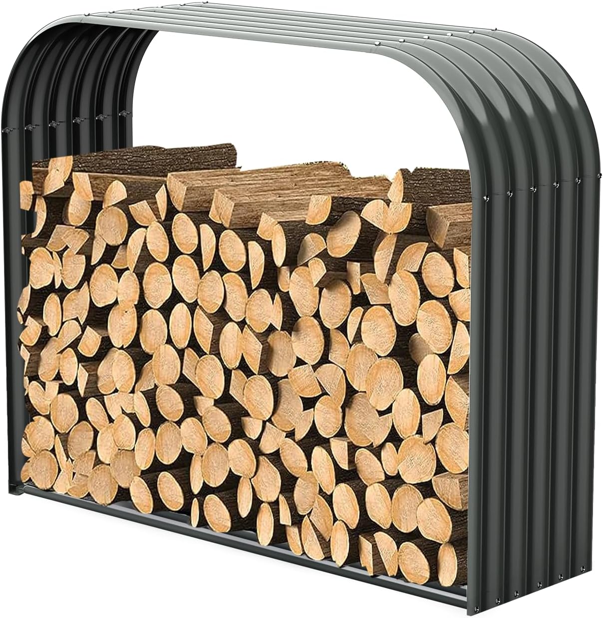 Amazon.com : A ANLEOLIFE Galvanized Steel Firewood Storage Shed Outdoor ...