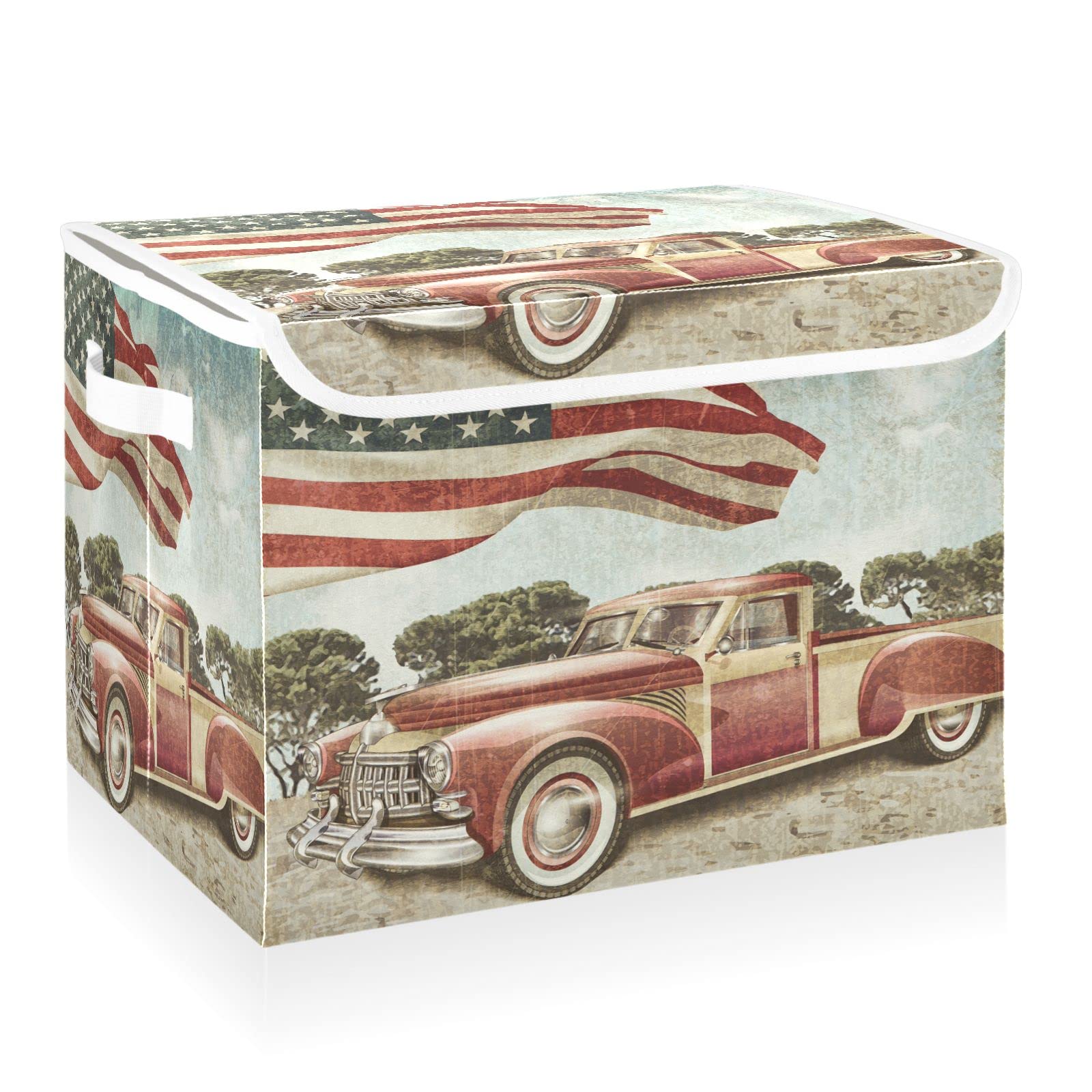 Amazon.com - CaTaKu Large Fabric Storage Bins With Lids, Red Truck ...