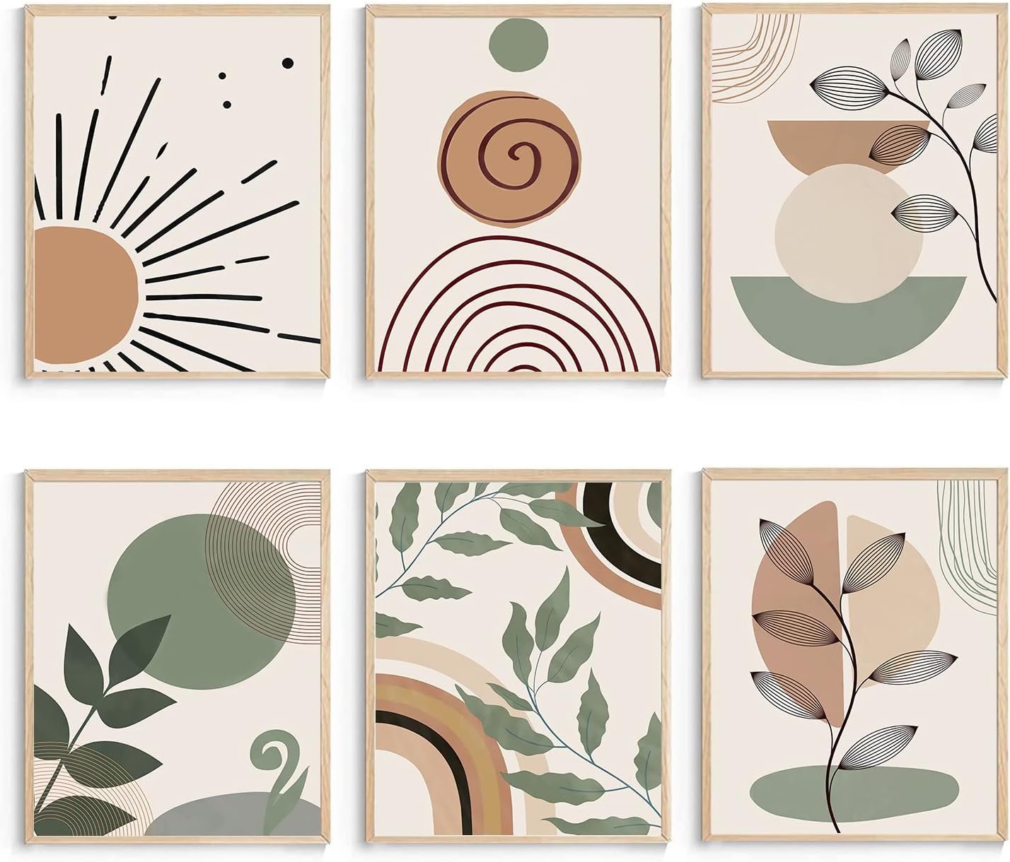 Amazon.com: LLOSEUP Boho Wall Art Prints Set of 6 Abstract Mid Century ...